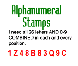 TST Rubber Stamp - Number, Alphabet, and Alphanumeral Stamps